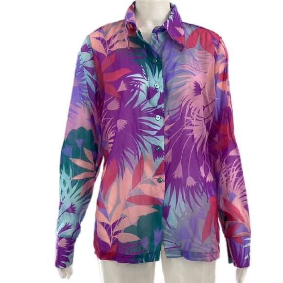 Beeline Fashions | Tops | Vintage Beeline Fashions Sheer Floral Blouse ...